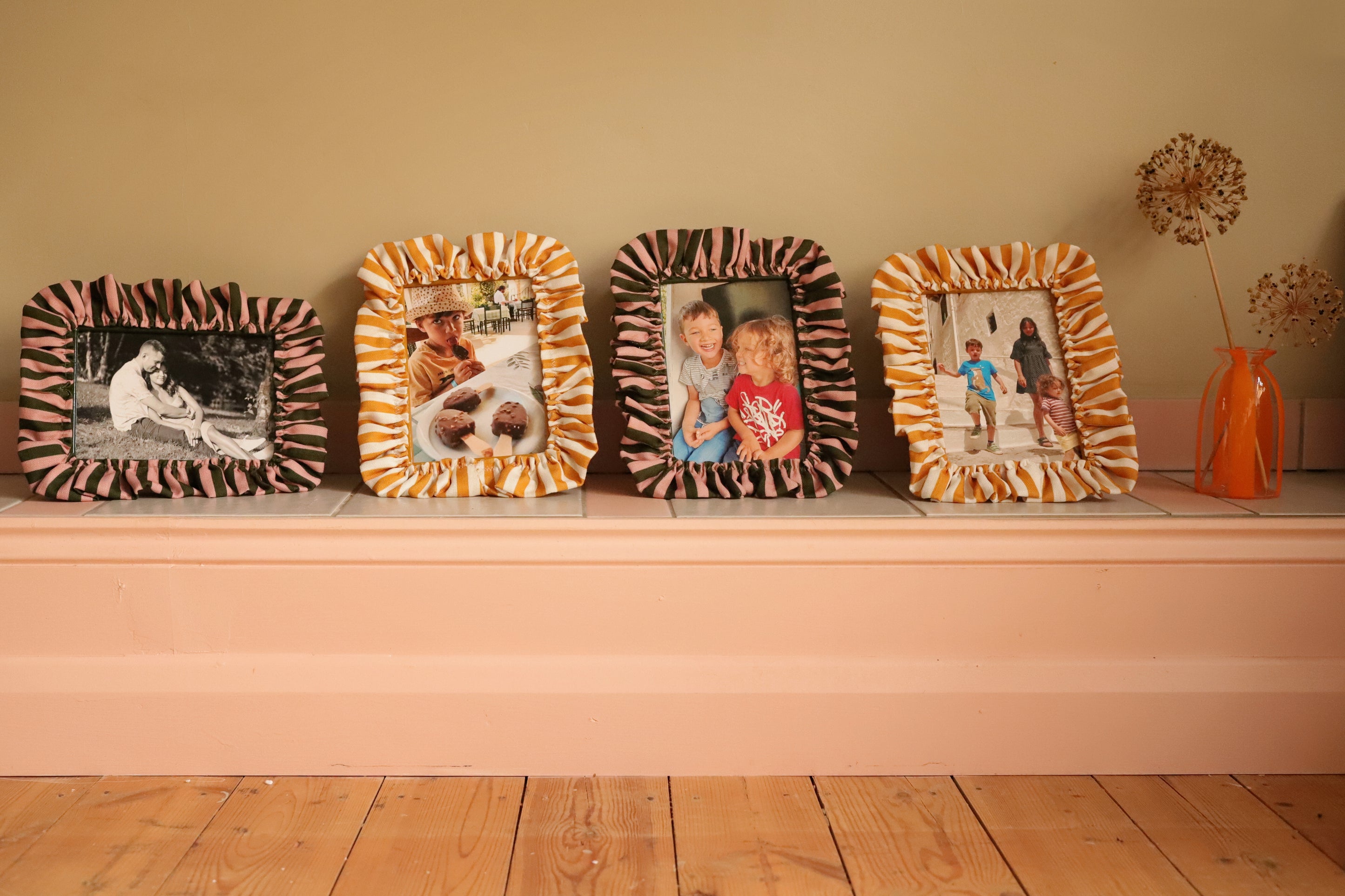 Dark Olive & Rose Stripe Ruffle Frame – Bertola Home Studio